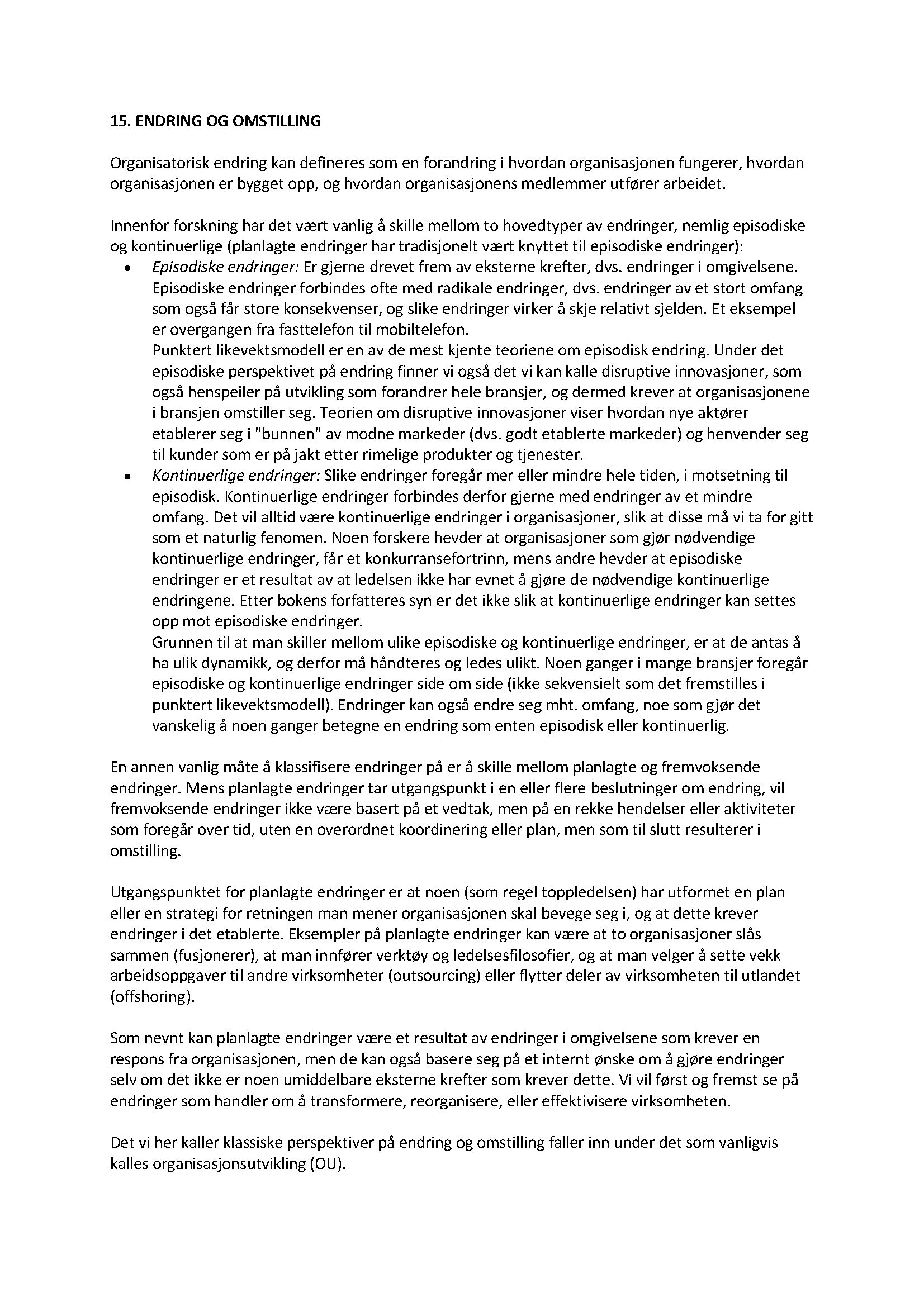 ENDRING OG OMSTILLING - ARBEIDS- OG ORGANISASJONSPSYKOLOGI - Filefora.no
